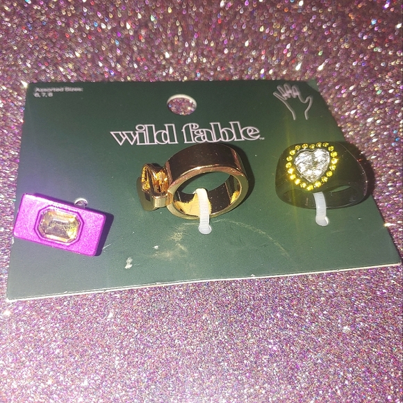 wild fable | Jewelry | 5 Trio Of Metal Rings Wild Fable Rings Hearts ...
